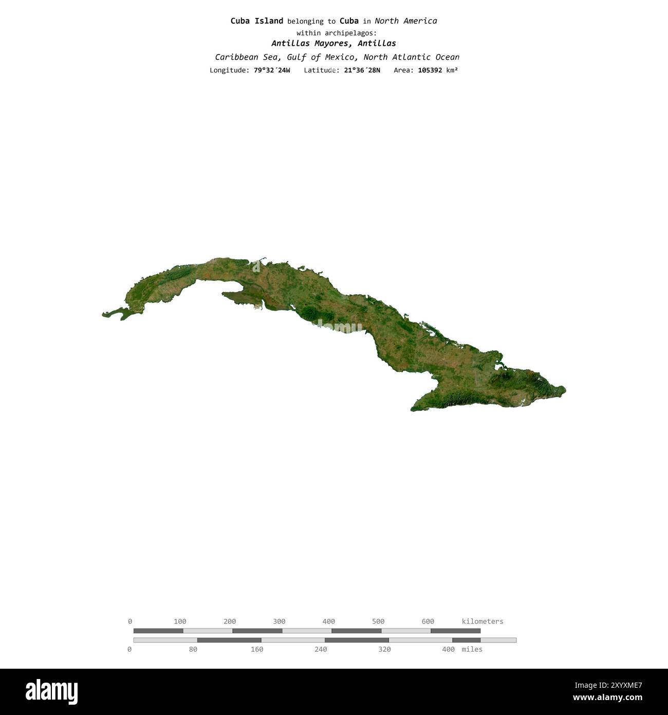 Cuba Island in the Caribbean Sea, belonging to Cuba, isolated on a ...