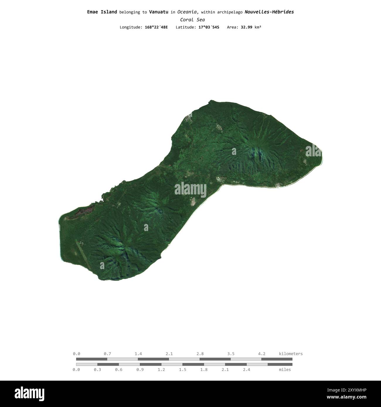 Emae Island in the Coral Sea, belonging to Vanuatu, isolated on a ...