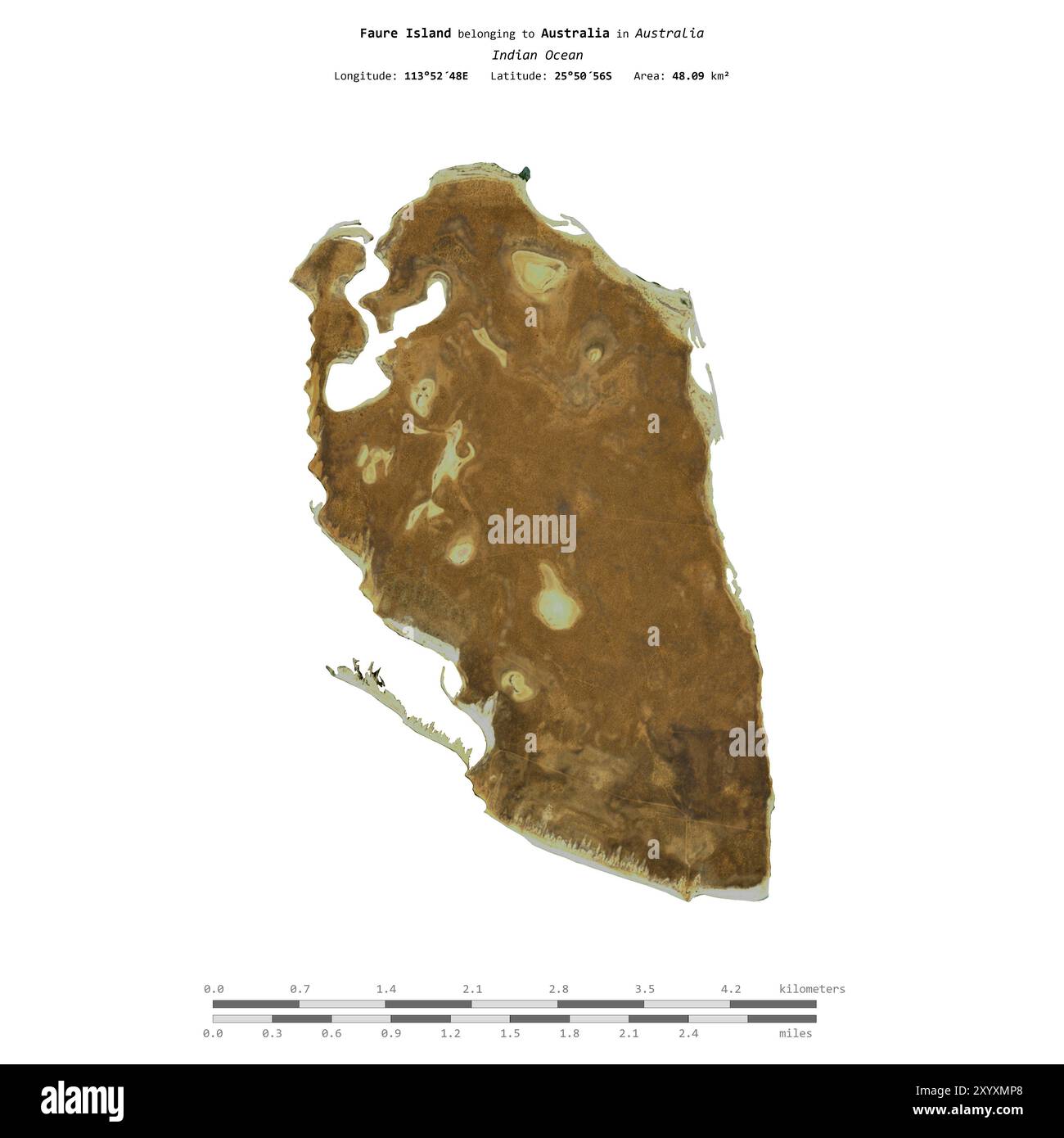 Faure Island in the Indian Ocean, belonging to Australia, isolated on a ...