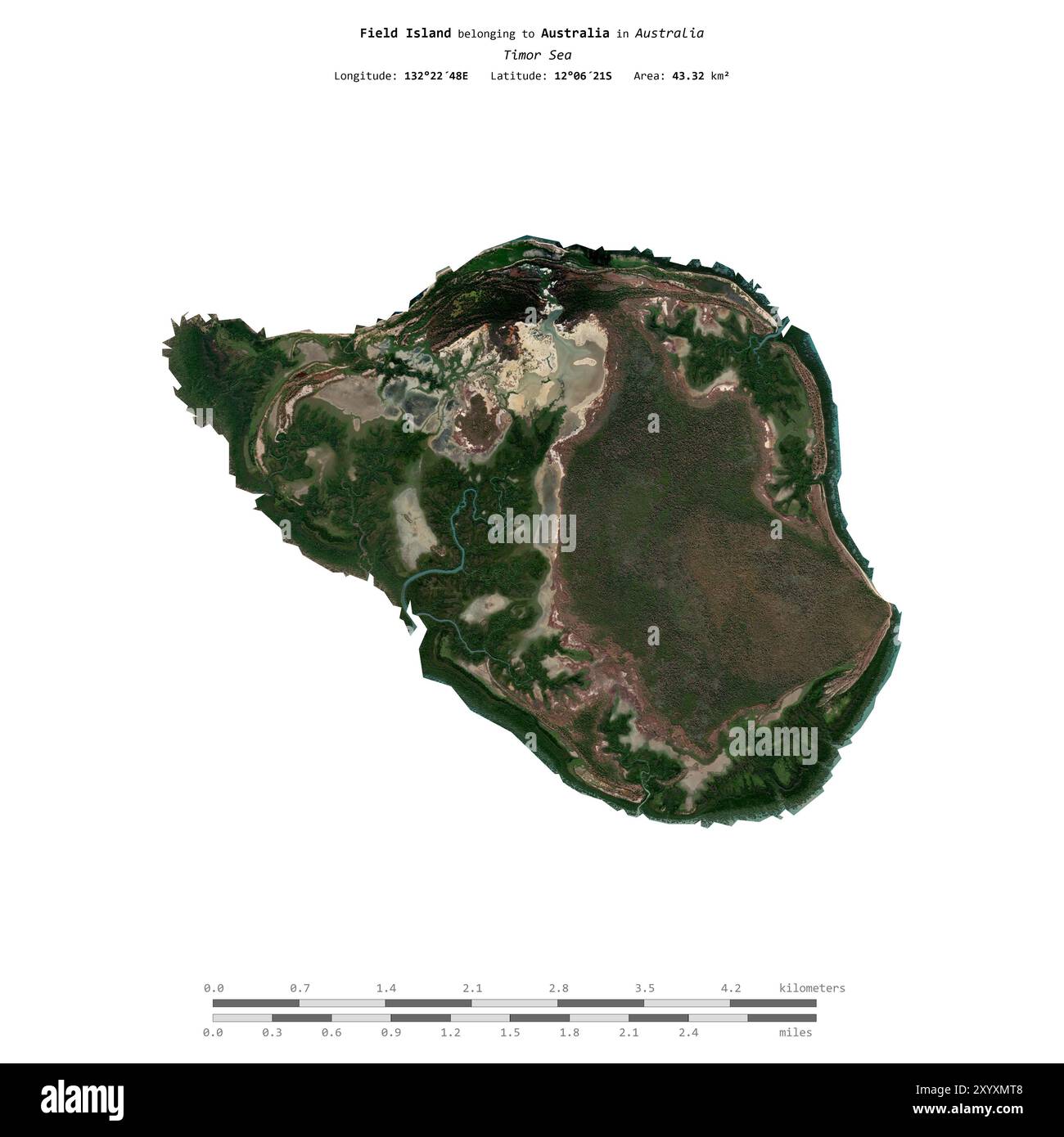 Field Island in the Timor Sea, belonging to Australia, isolated on a ...