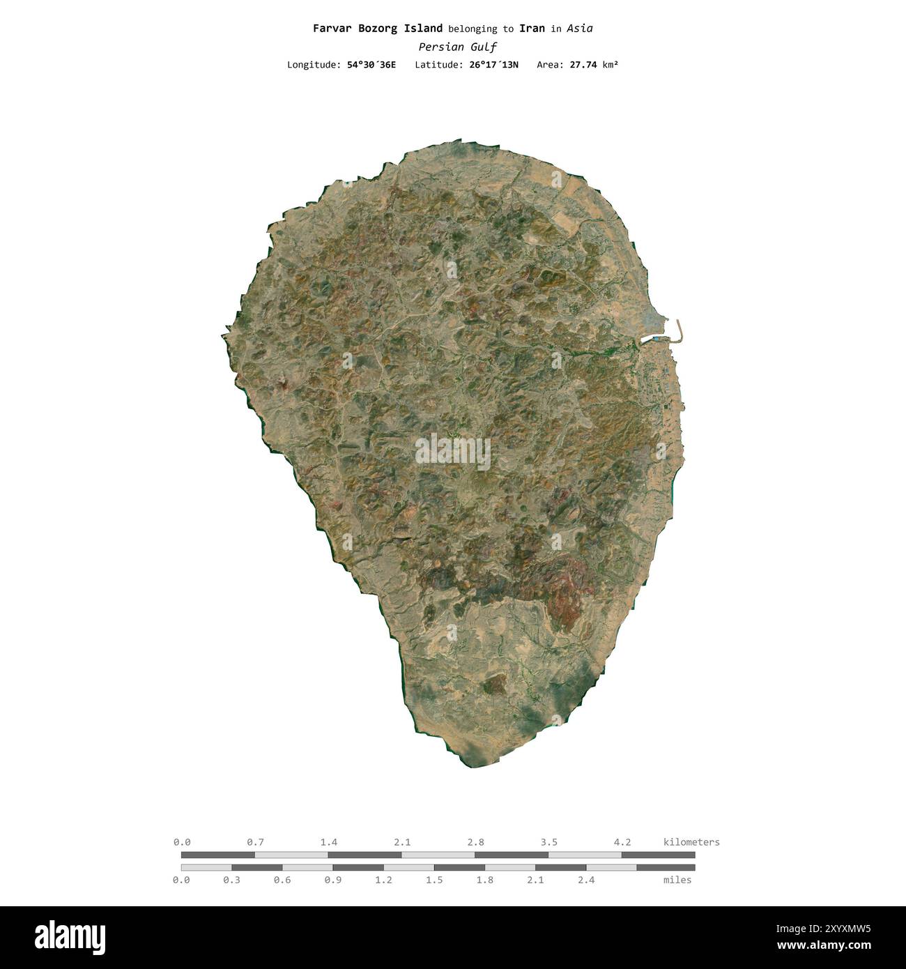 Farvar Bozorg Island in the Persian Gulf, belonging to Iran, isolated ...
