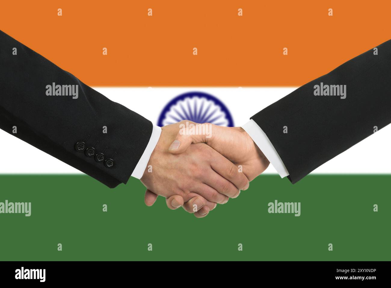 The Indian flag and business handshake Stock Photo - Alamy