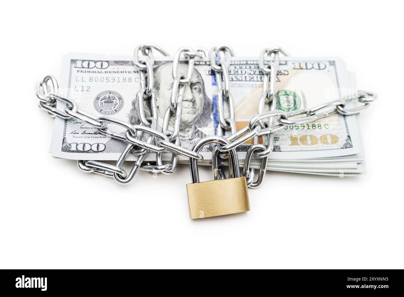 Business safety and finance protection concept, metal chain link with ...