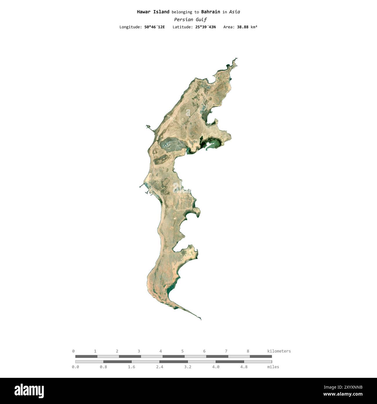 Hawar Island in the Persian Gulf, belonging to Bahrain, isolated on a ...