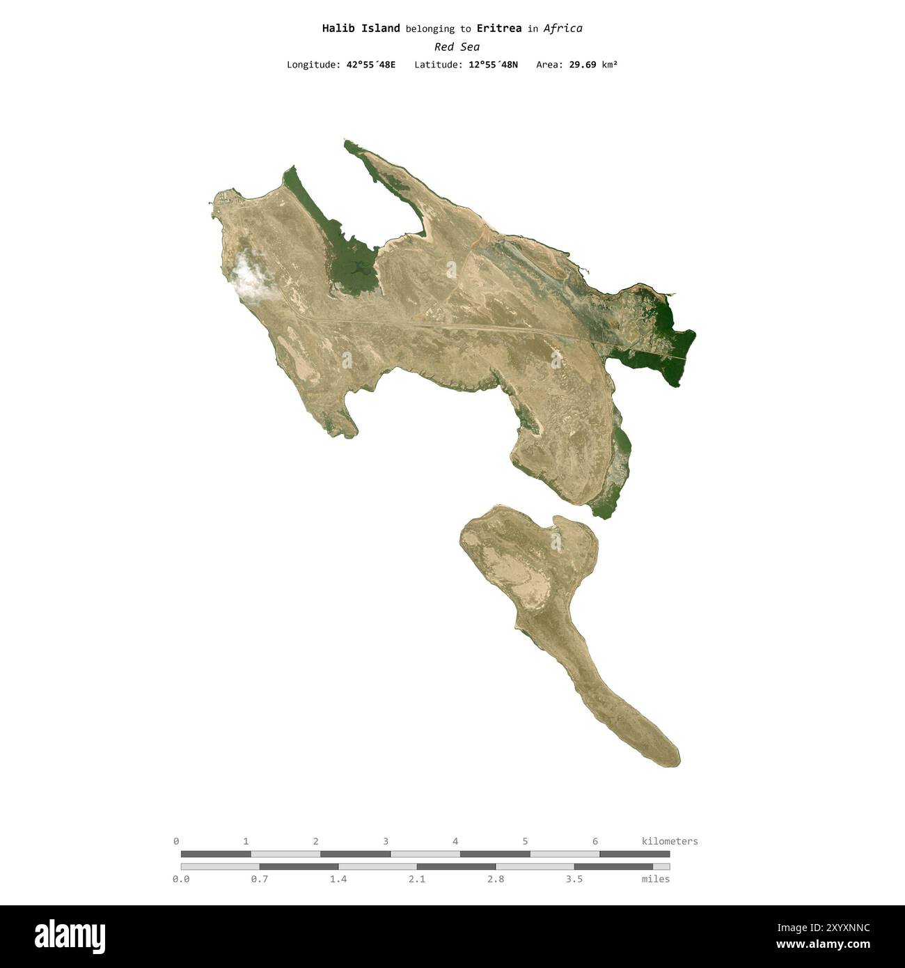 Halib Island in the Red Sea, belonging to Eritrea, isolated on a ...