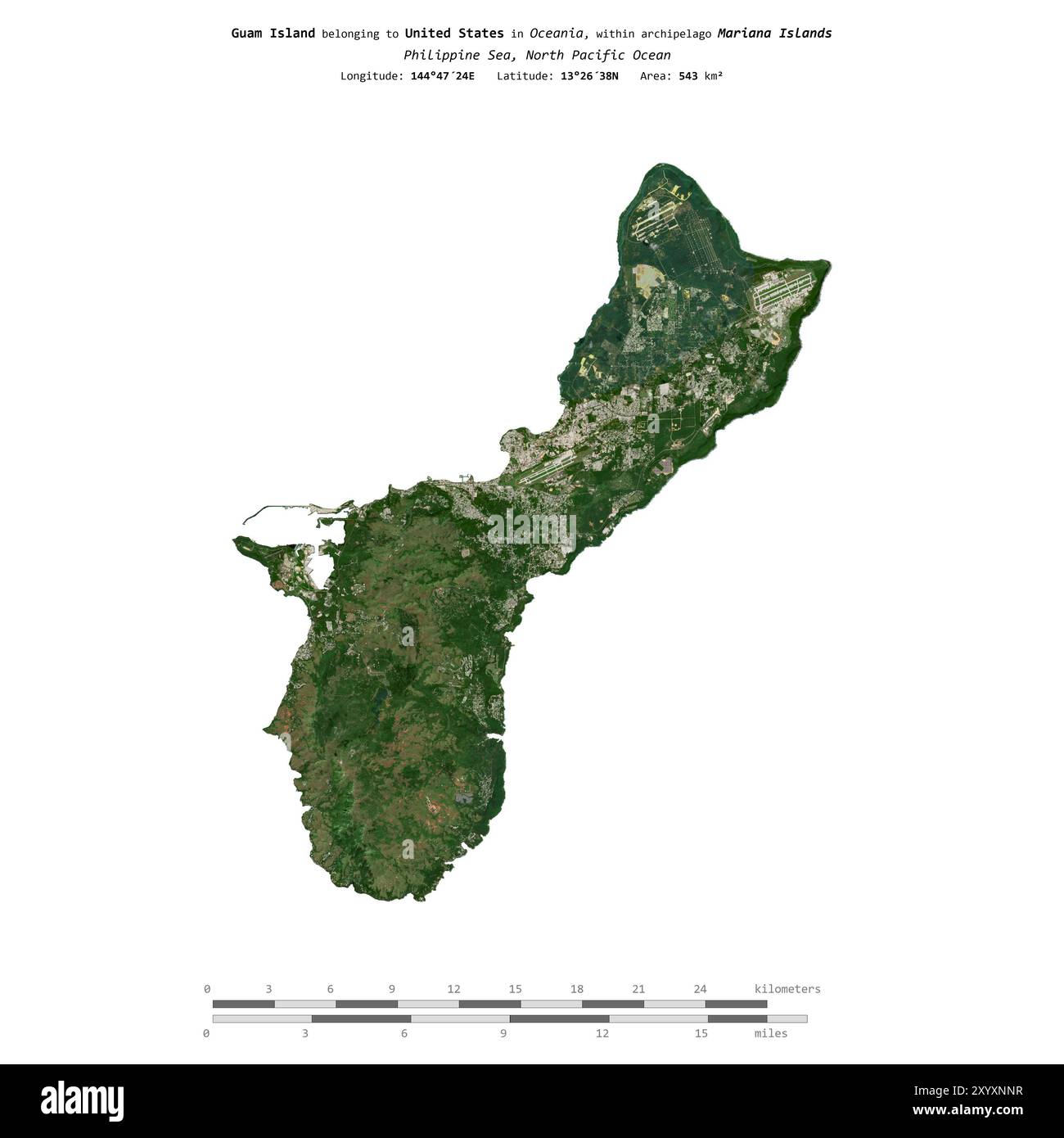 Guam Island in the Philippine Sea, belonging to United States, isolated ...