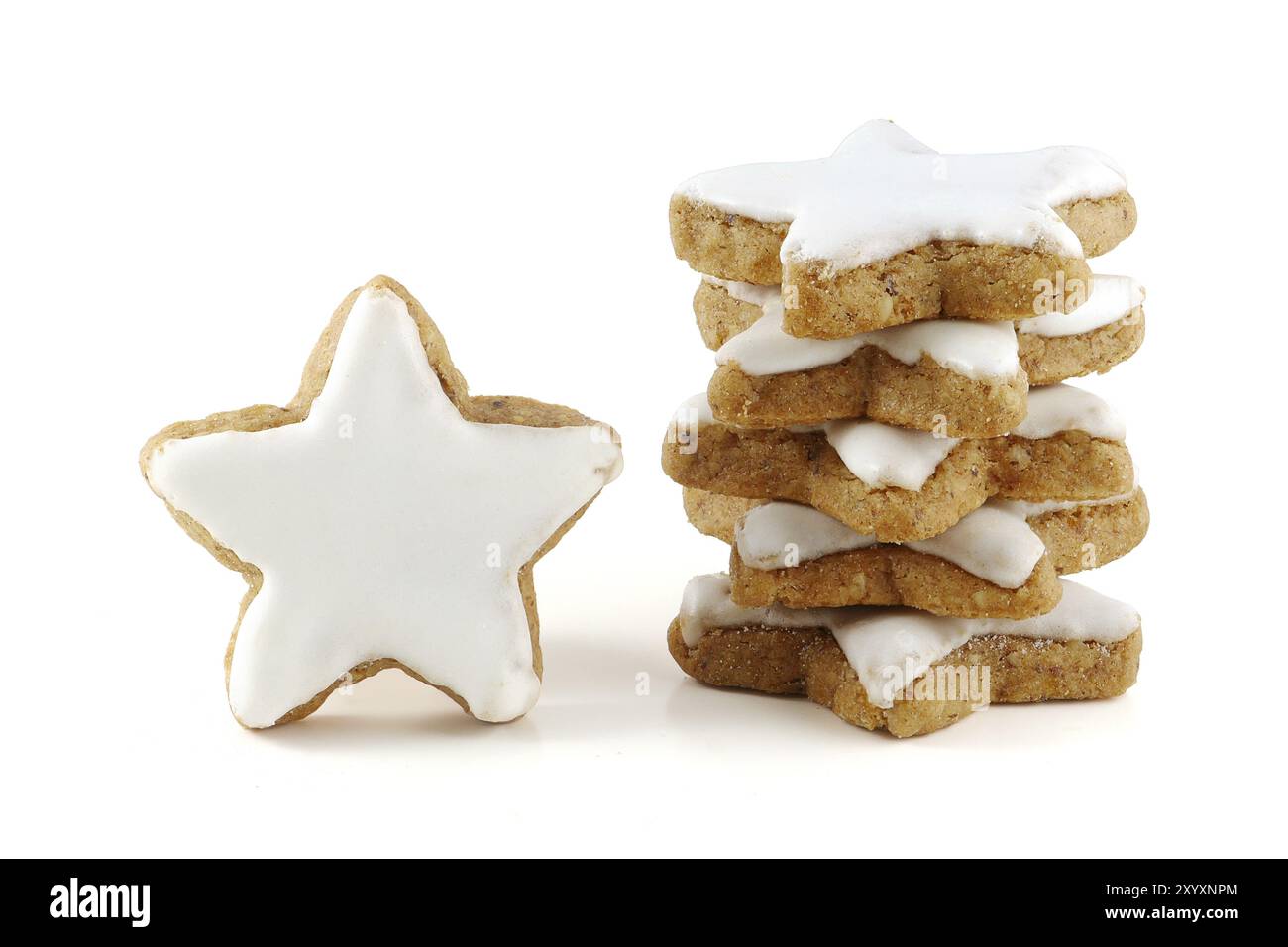 Christmas cookies, stack of cinnamon stars, a single one standing, in ...