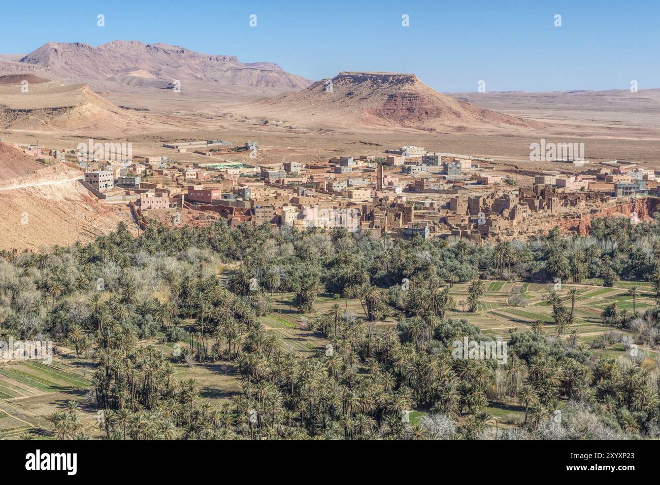 Moroccan landscape with village Stock Photo - Alamy