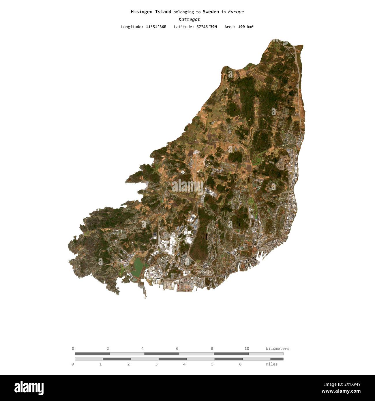 Hisingen Island in the Kattegat, belonging to Sweden, isolated on a ...