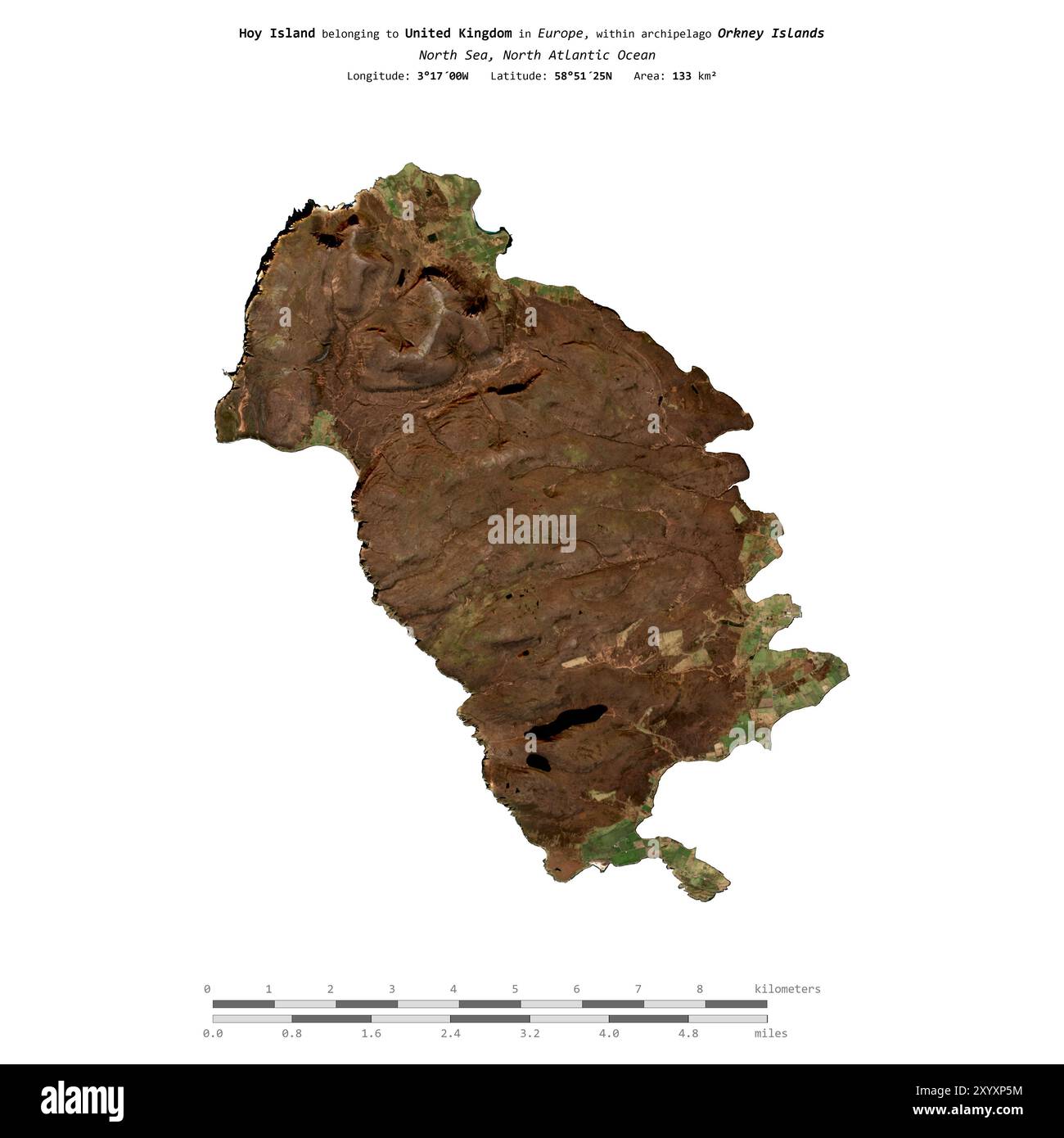 Hoy Island in the North Sea, belonging to United Kingdom, isolated on a ...