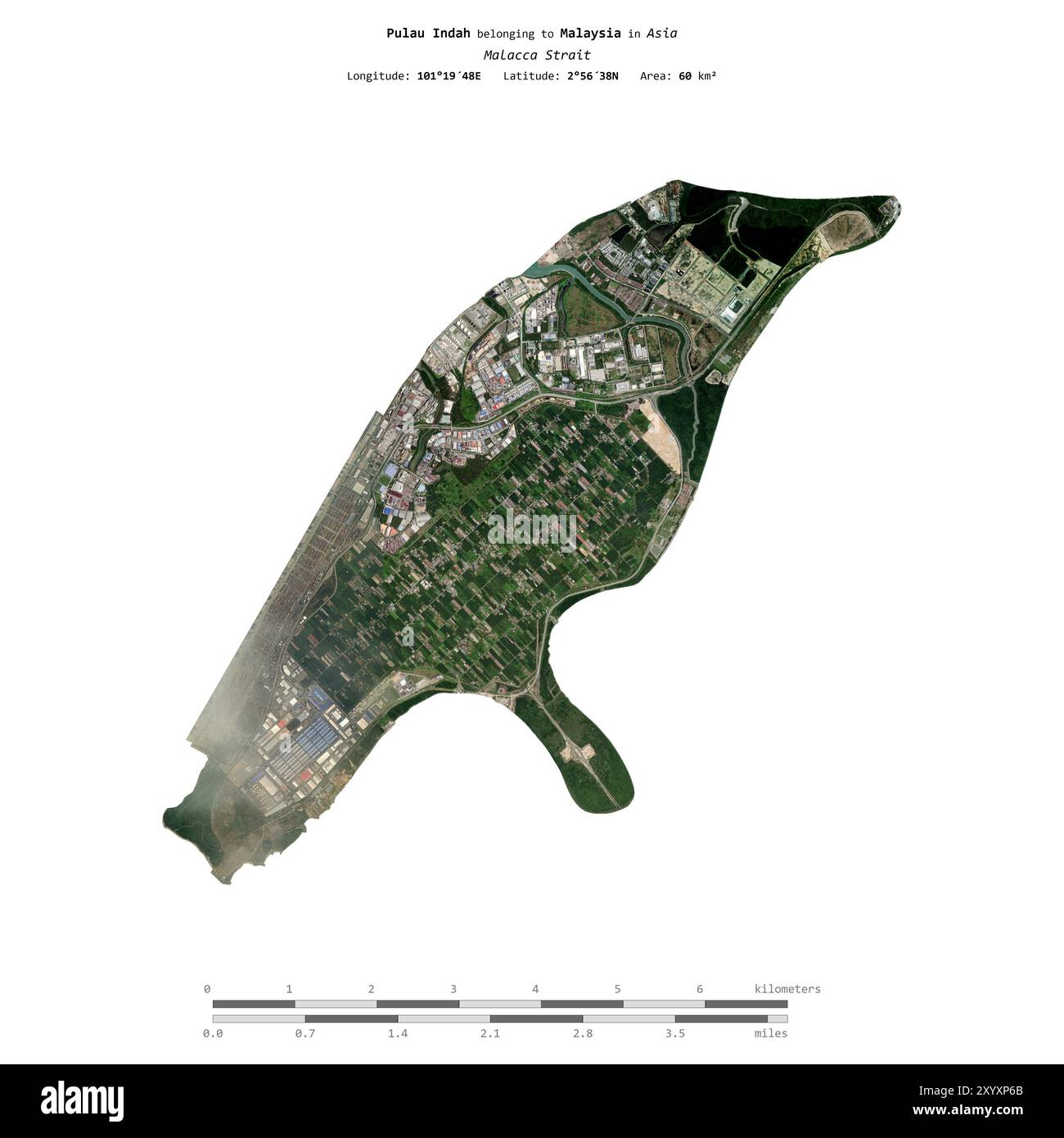 Pulau Indah in the Malacca Strait, belonging to Malaysia, isolated on a ...