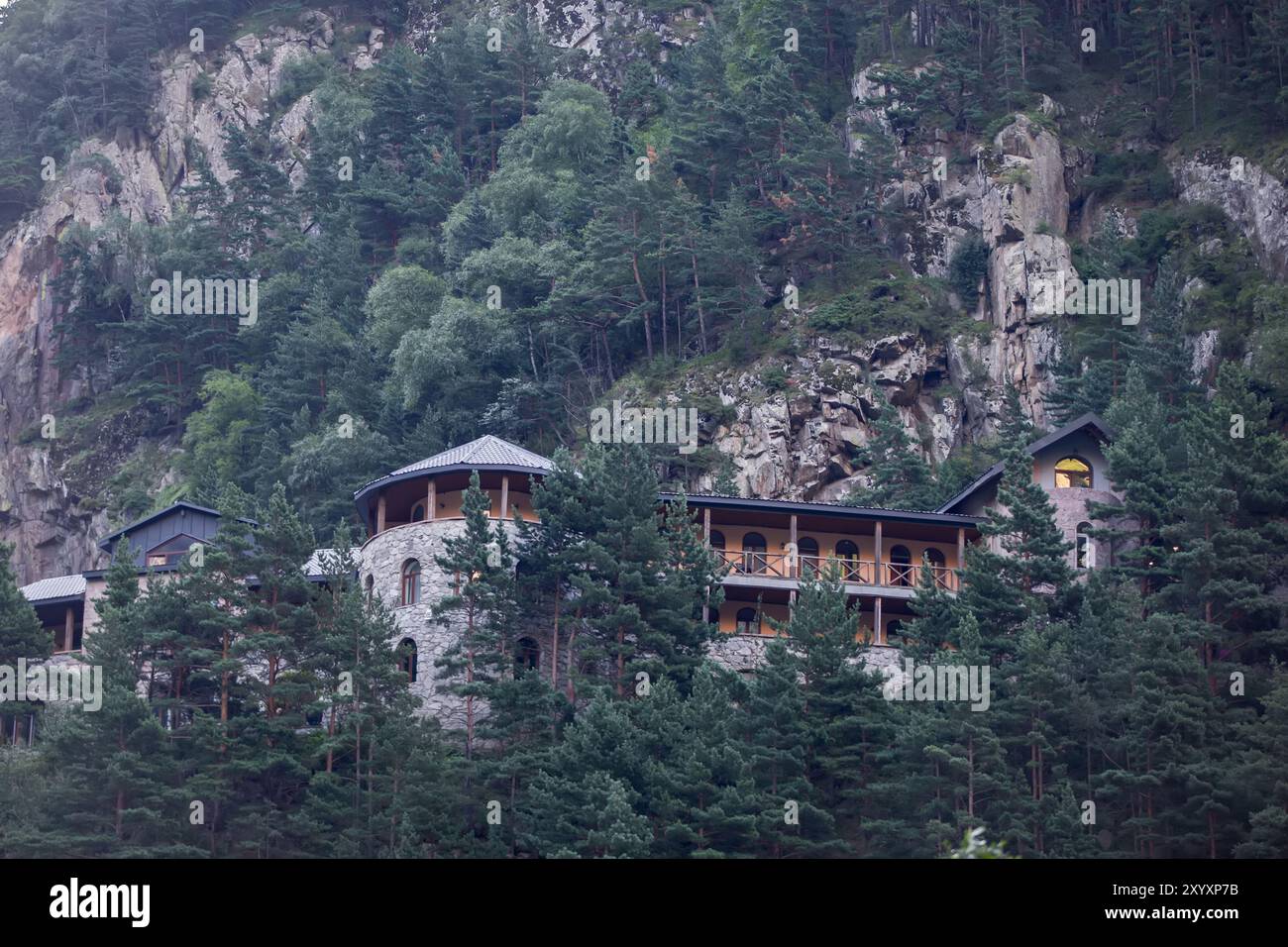 An old-style hotel house was built in the mountains Stock Photo - Alamy
