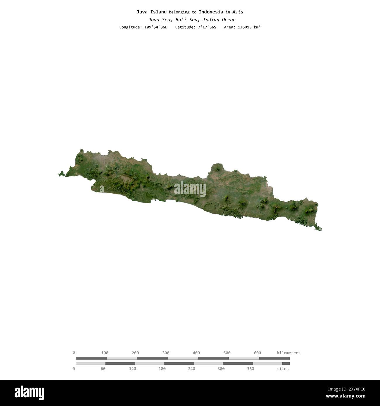 Java Island in the Java Sea, belonging to Indonesia, isolated on a ...