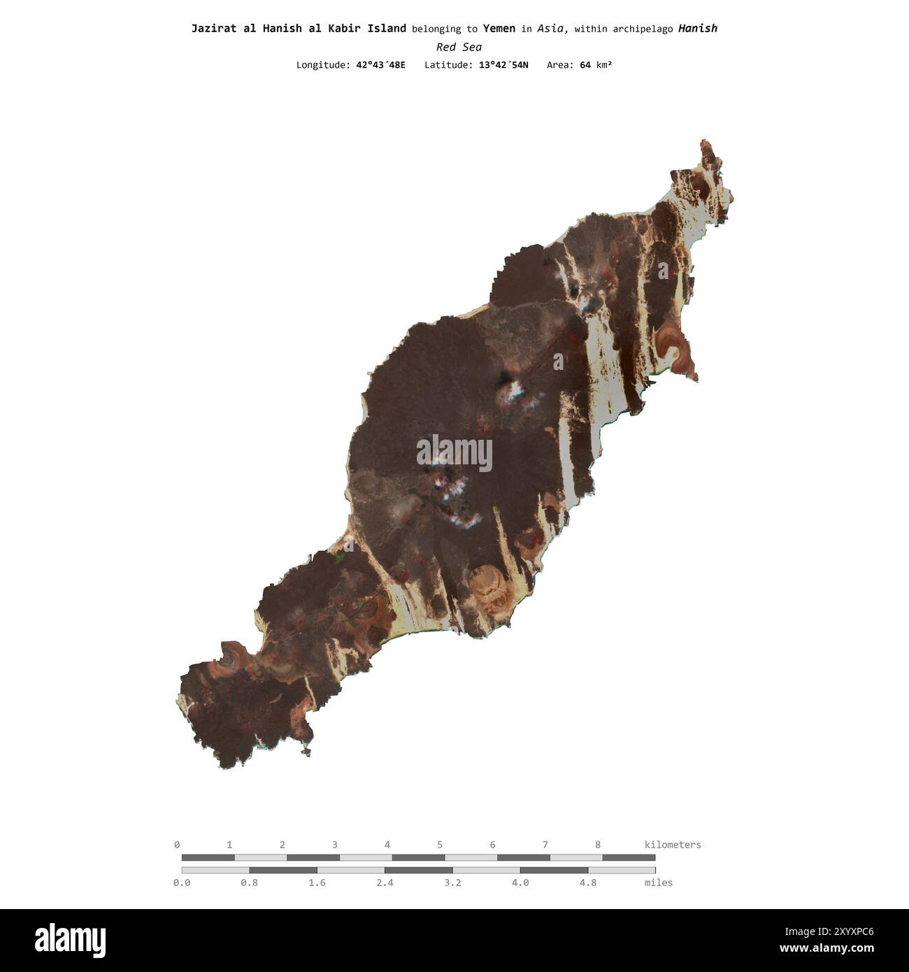 Jazirat al Hanish al Kabir Island in the Red Sea, belonging to Yemen ...