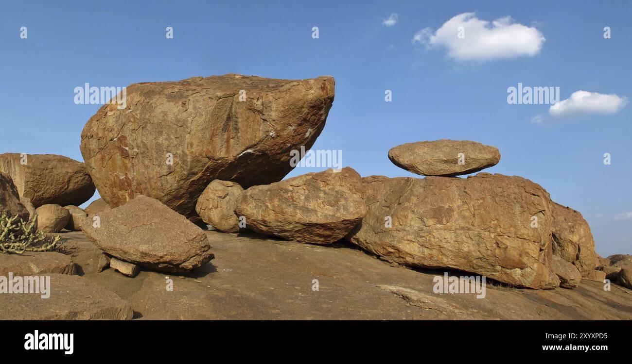 Big boulder popular for bouldering. Smaler balancing boulder on the ...