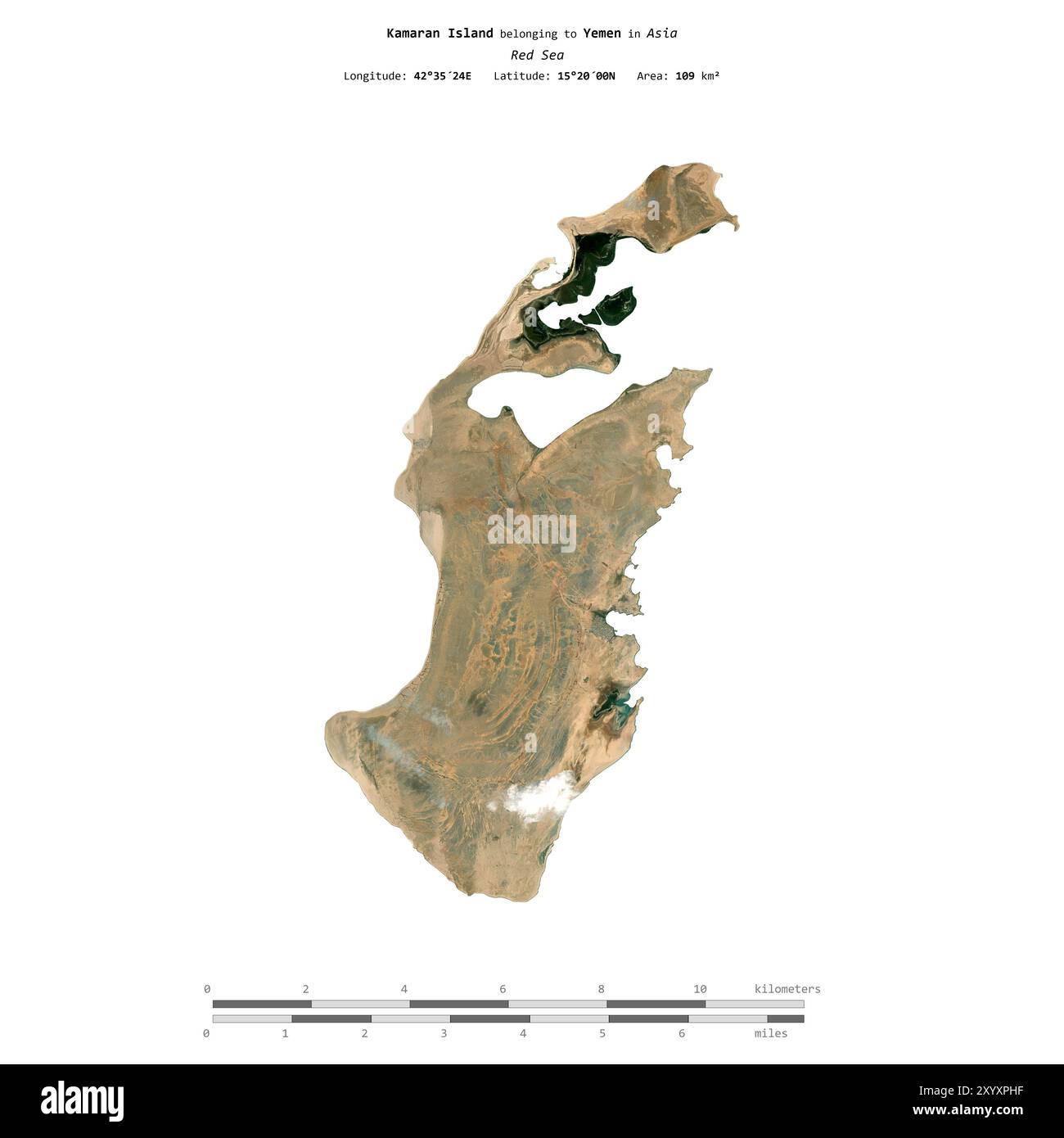 Kamaran Island in the Red Sea, belonging to Yemen, isolated on a ...