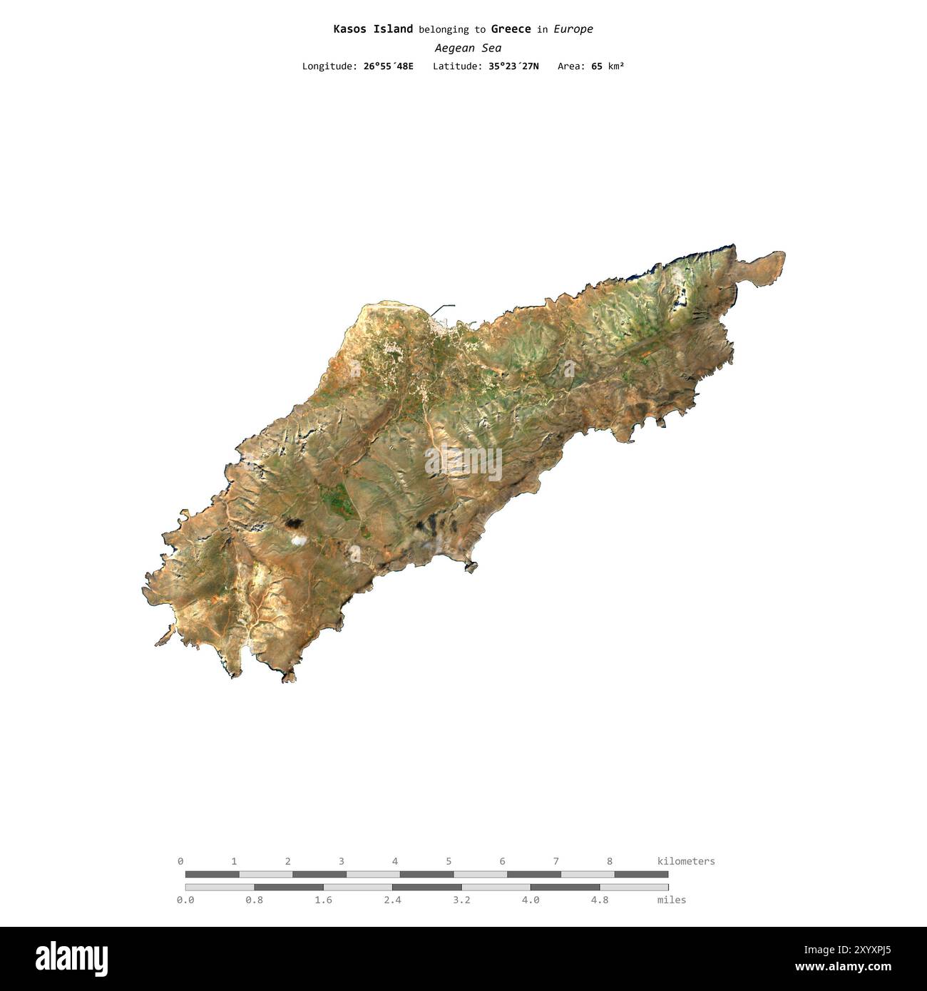 Kasos Island in the Aegean Sea, belonging to Greece, isolated on a ...