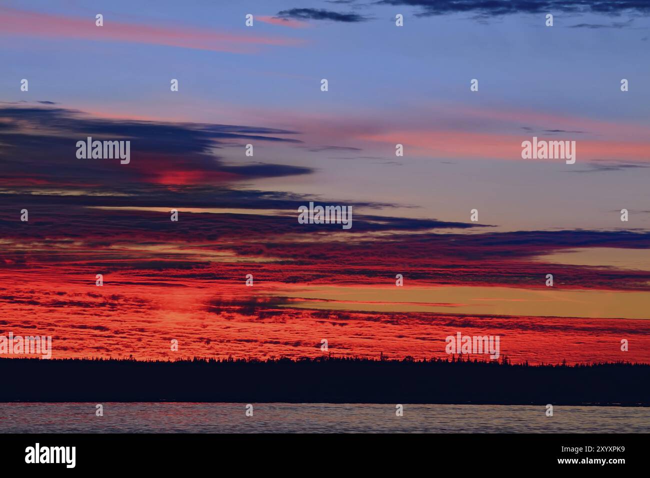 Gentle sunset sky landscape in crimson colours Stock Photo - Alamy