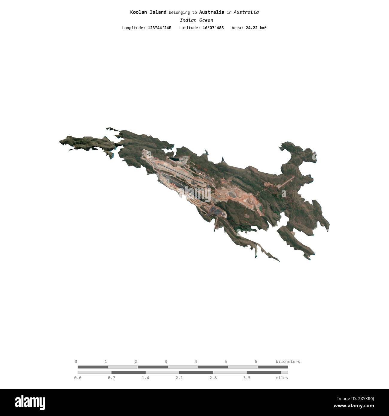 Koolan Island in the Indian Ocean, belonging to Australia, isolated on ...