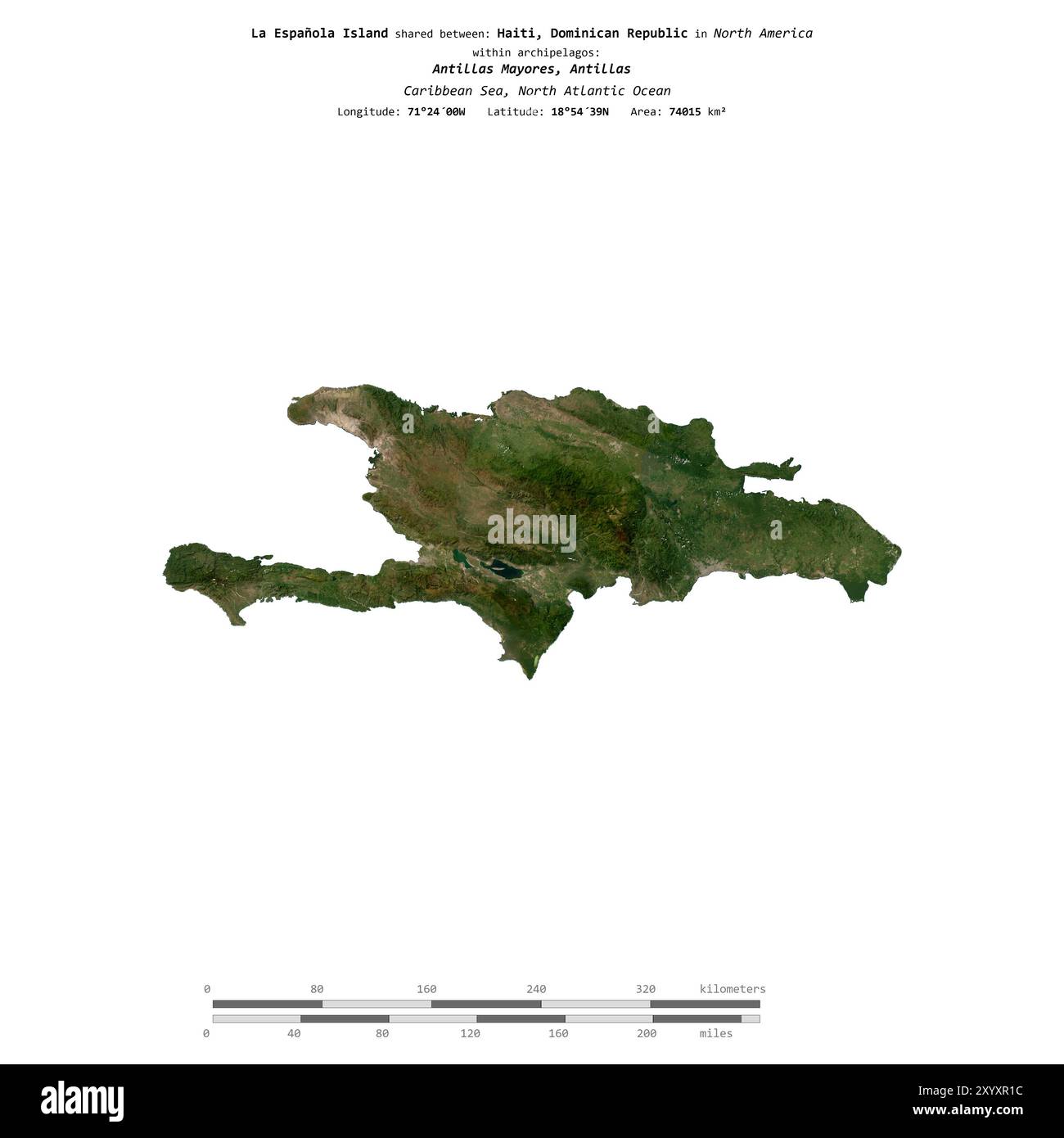 La Espanola Island in the Caribbean Sea, shared between: Haiti ...