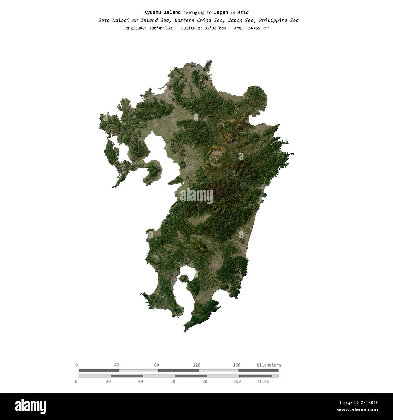 Kyushu Island in the Japan Sea, belonging to Japan, isolated on a ...
