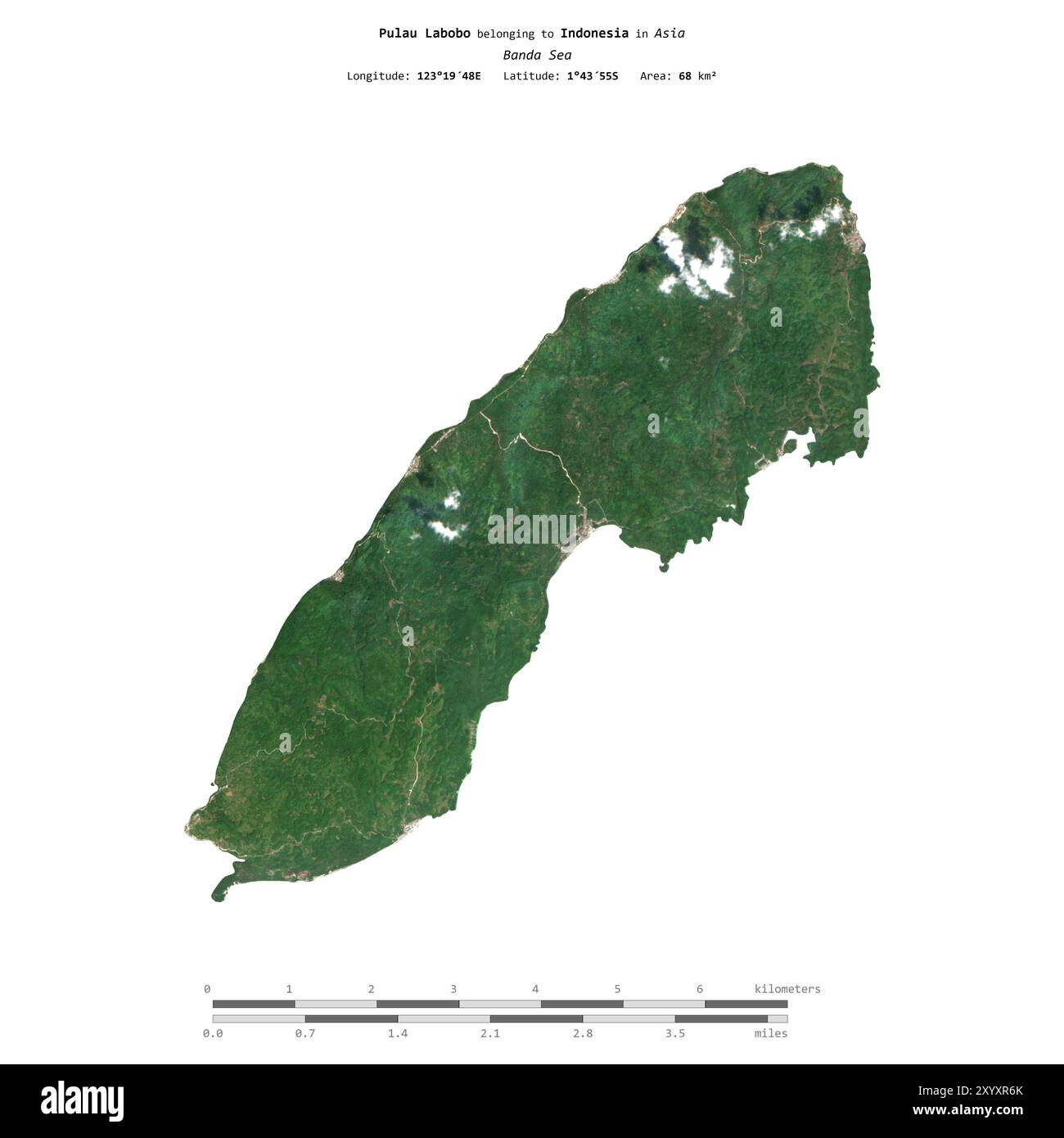 Pulau Labobo in the Banda Sea, belonging to Indonesia, isolated on a ...