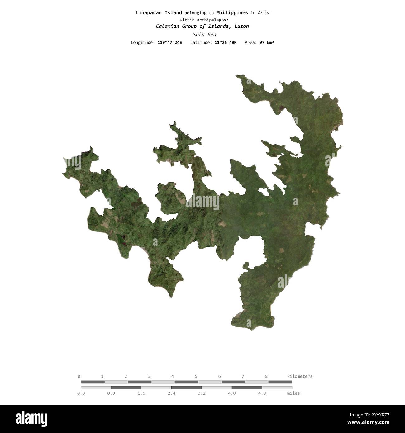 Linapacan Island in the Sulu Sea, belonging to Philippines, isolated on ...
