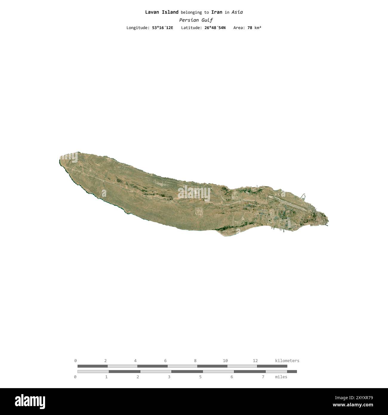 Lavan Island in the Persian Gulf, belonging to Iran, isolated on a ...