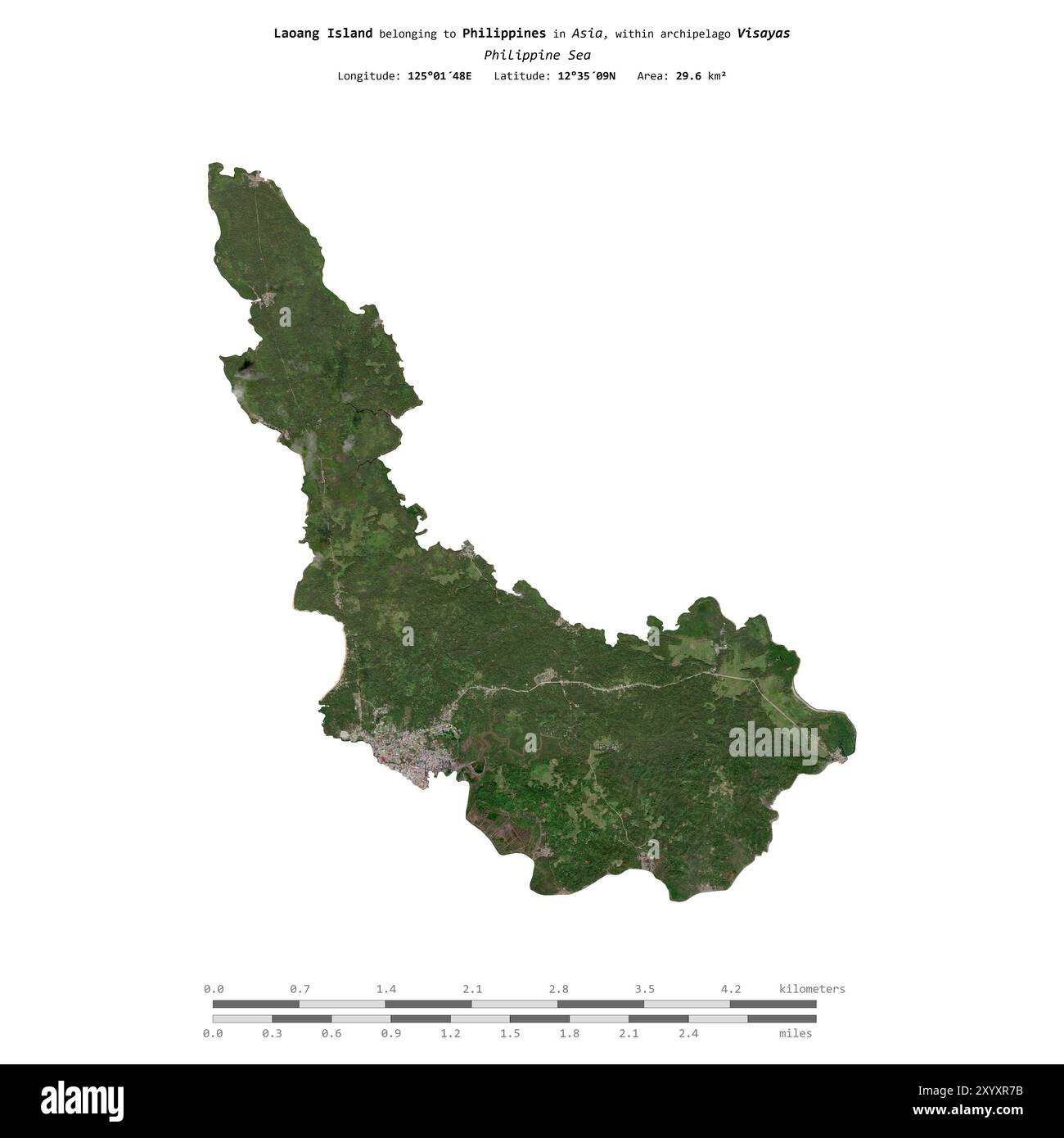 Laoang Island in the Philippine Sea, belonging to Philippines, isolated ...
