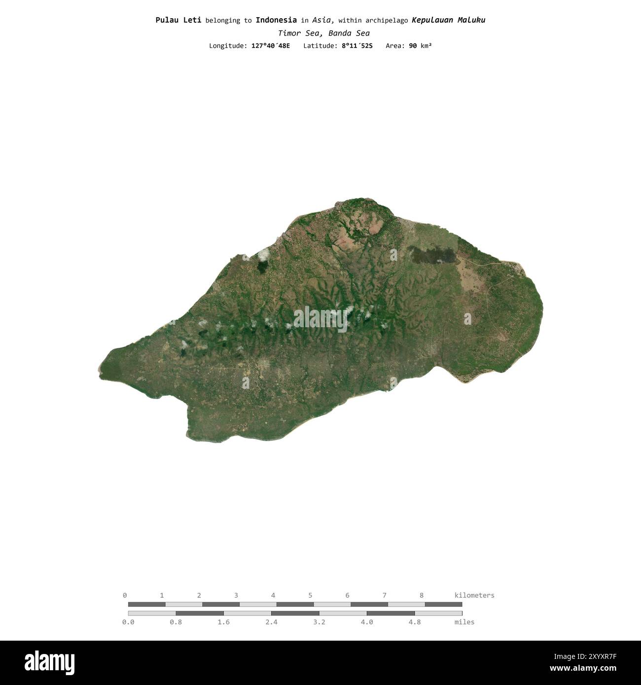 Pulau Leti in the Timor Sea, belonging to Indonesia, isolated on a ...