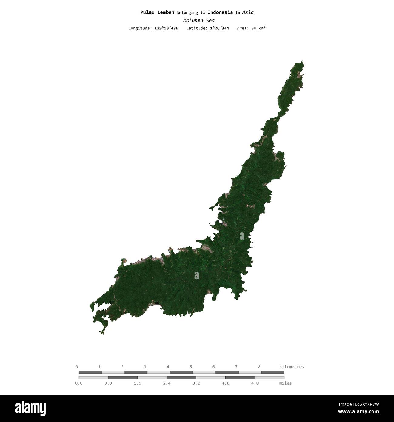 Pulau Lembeh in the Molukka Sea, belonging to Indonesia, isolated on a ...