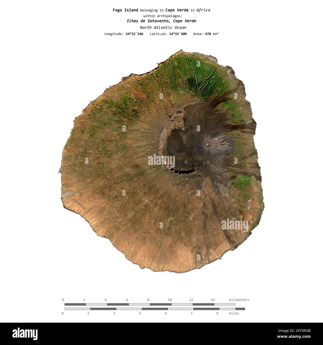 Fogo Island in the North Atlantic Ocean, belonging to Cape Verde ...