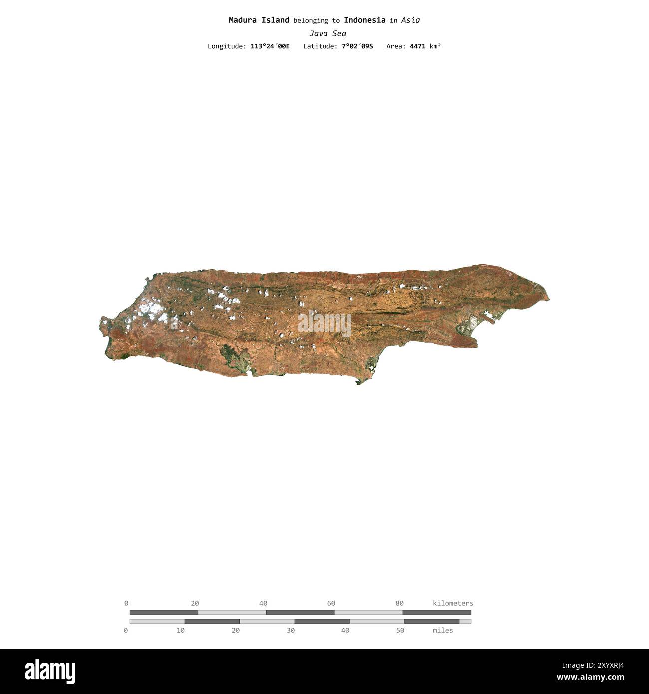 Madura Island in the Java Sea, belonging to Indonesia, isolated on a ...