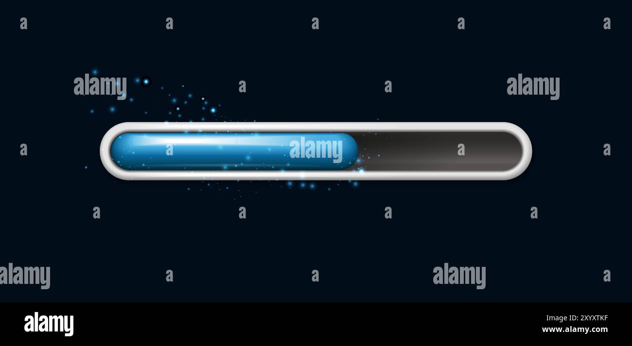 3d realistic icon illustration. Blue progress bar, element for games ...