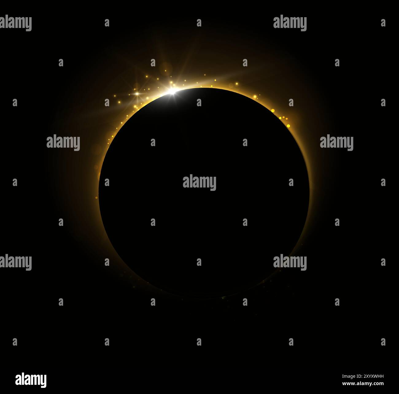 realistic illustration. Sun eclipse with flares and sparkles. Sci-fi ...