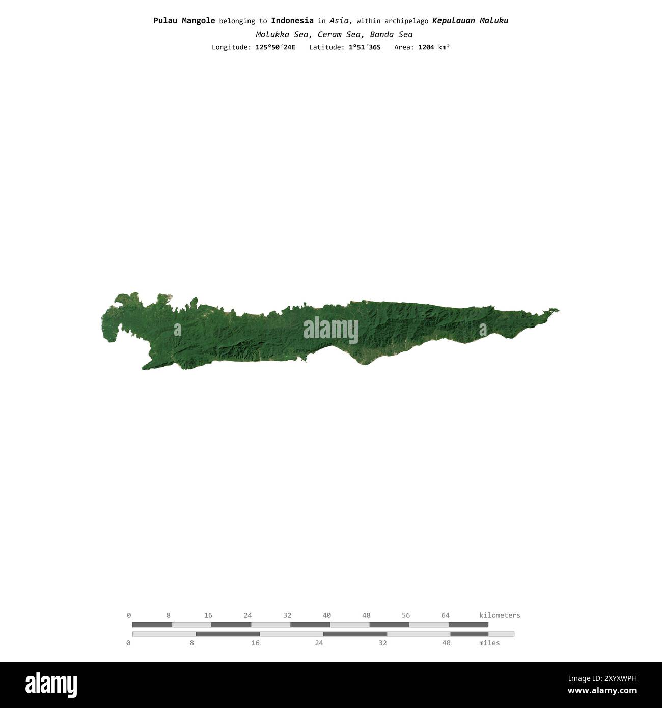Pulau Mangole in the Ceram Sea, belonging to Indonesia, isolated on a ...