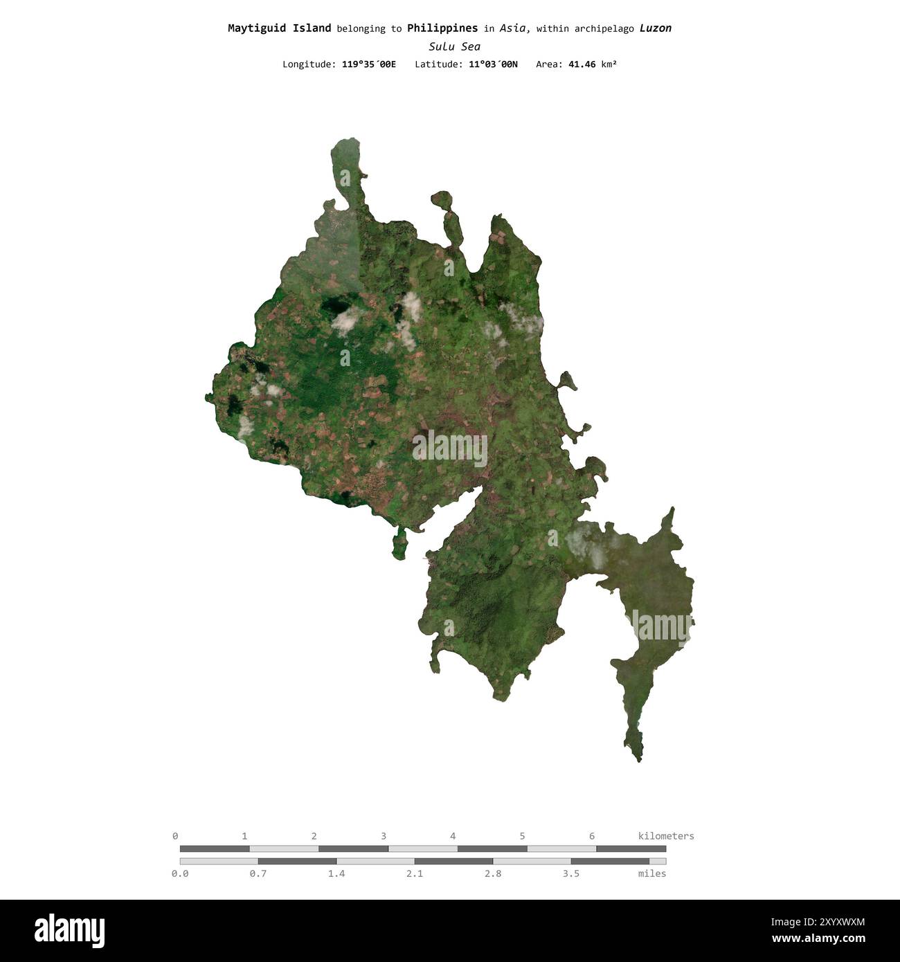 Maytiguid Island in the Sulu Sea, belonging to Philippines, isolated on ...