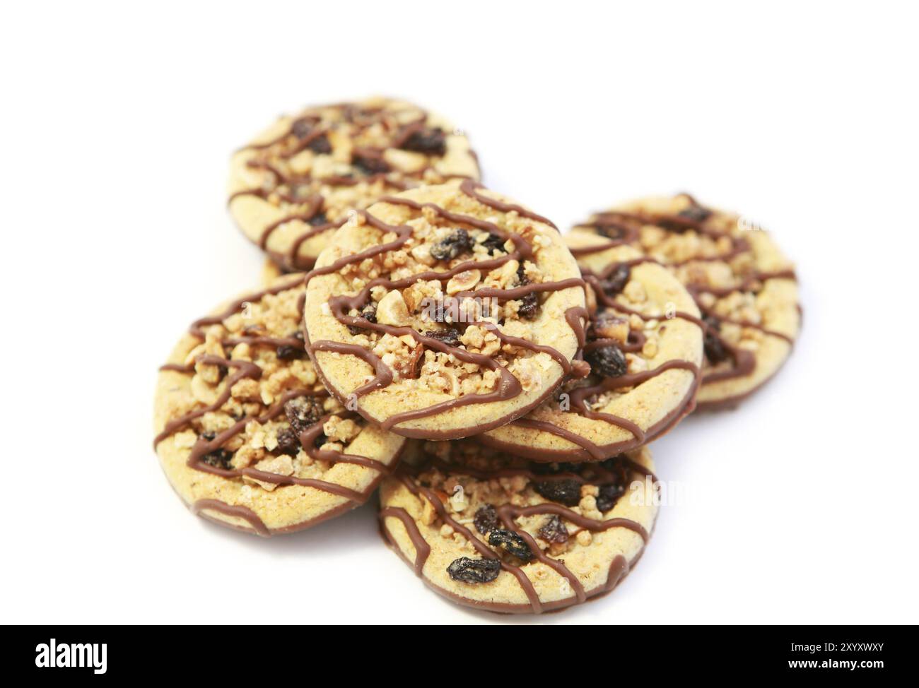 Healthy natural cookies with dry fruits and grain on white Stock Photo ...