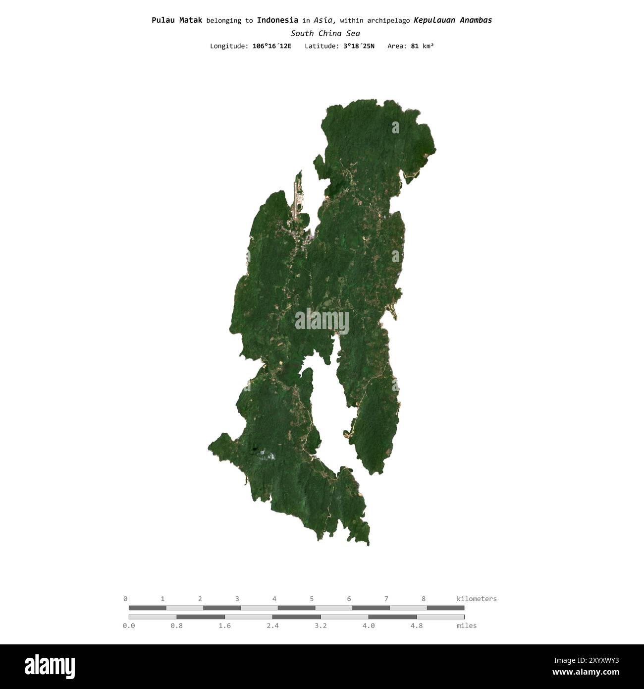 Pulau Matak in the South China Sea, belonging to Indonesia, isolated on ...