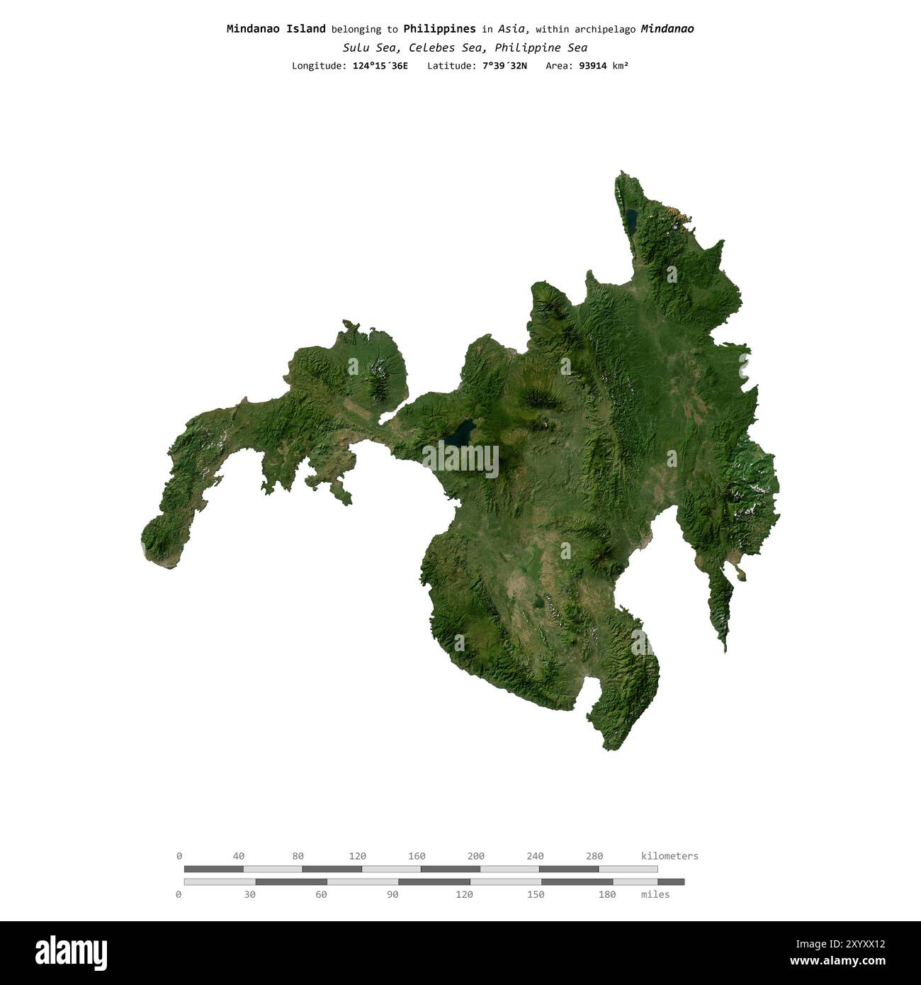 Mindanao Island in the Sulu Sea, belonging to Philippines, isolated on ...