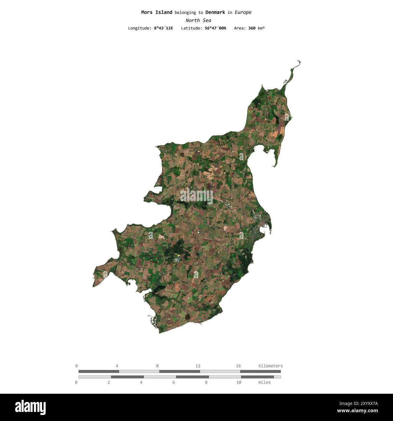 Mors Island in the North Sea, belonging to Denmark, isolated on a ...