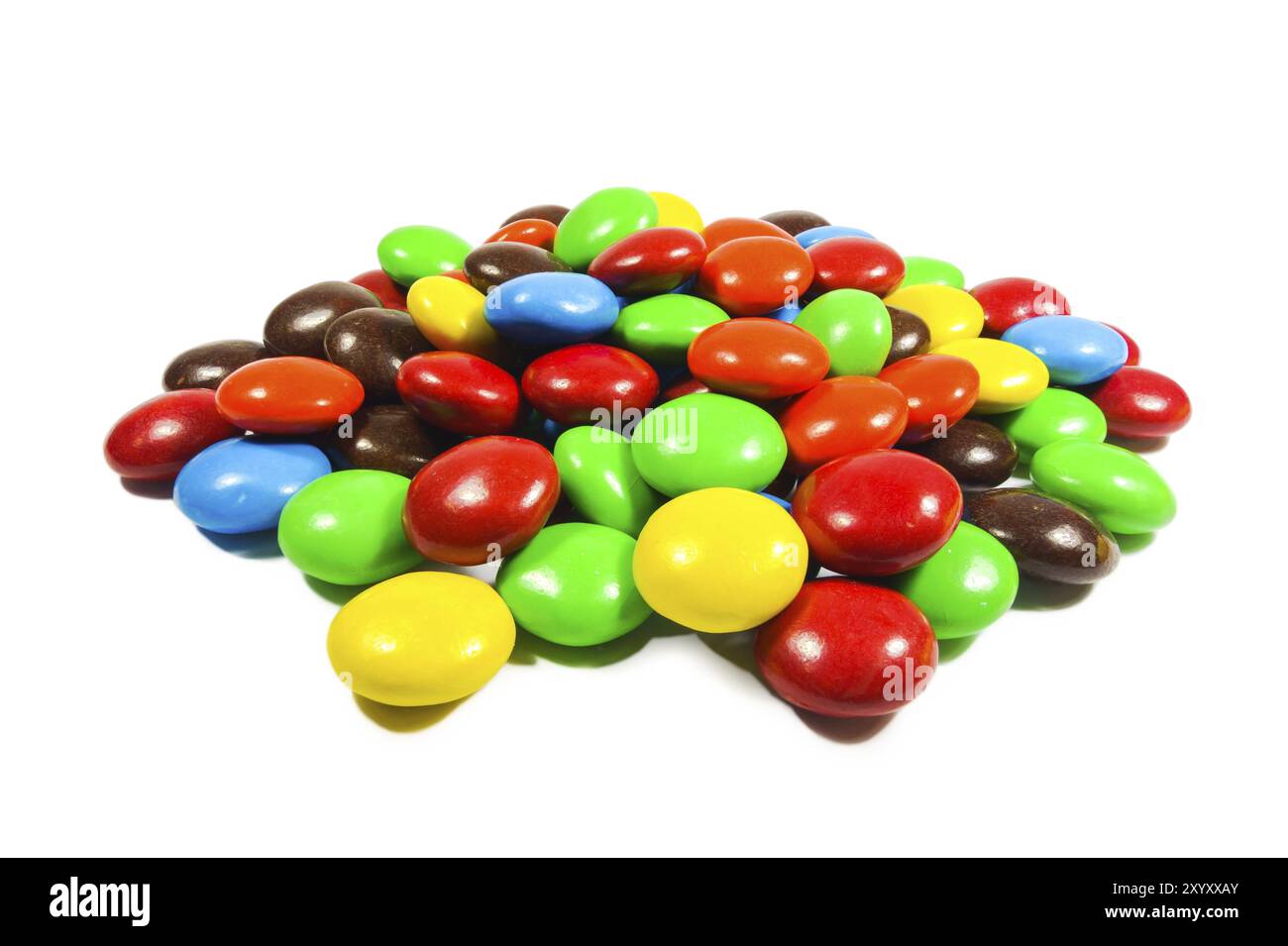 Pile of colorful button shape candies on white background Stock Photo ...