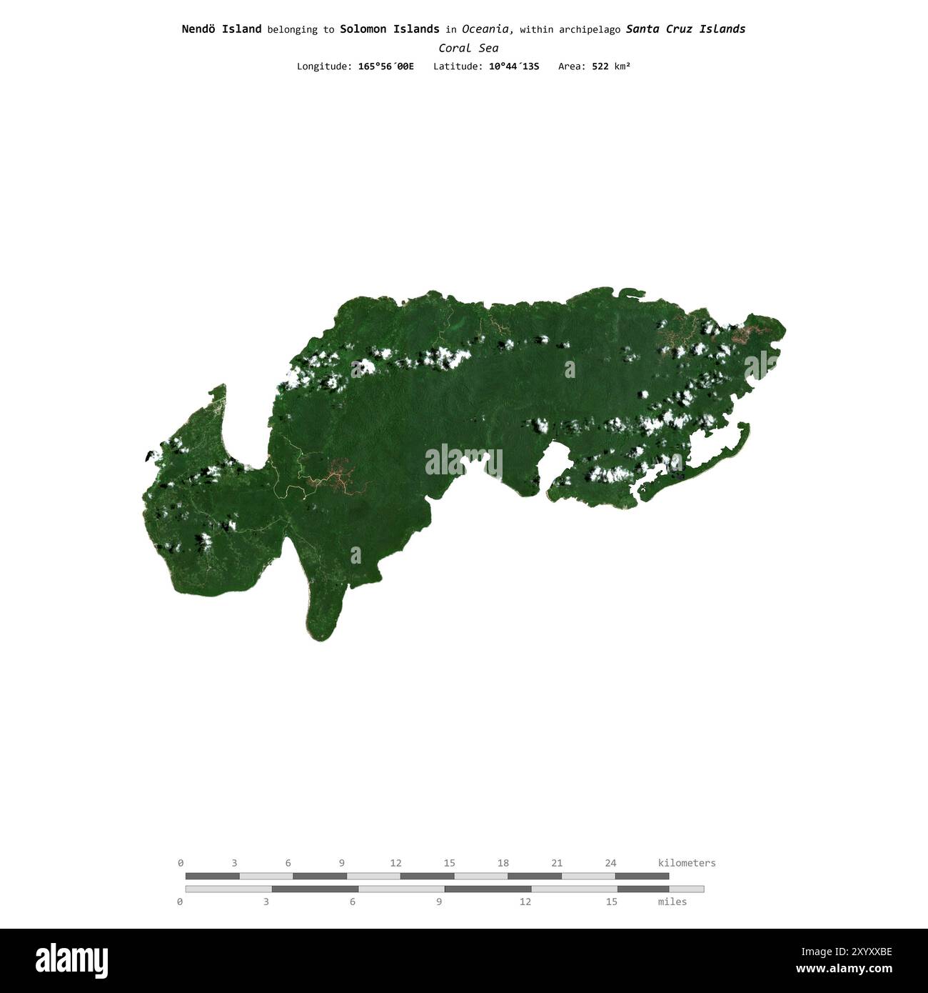 Nendo Island in the Coral Sea, belonging to Solomon Islands, isolated ...