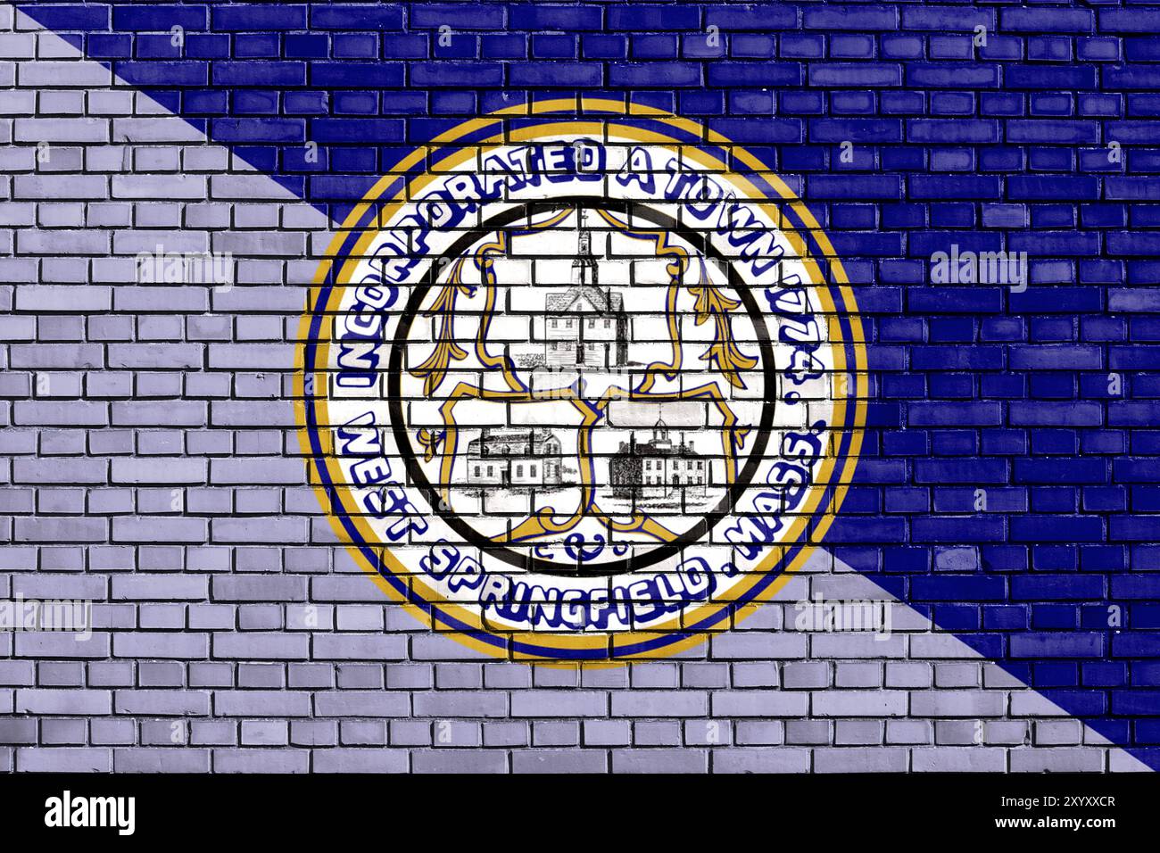 Flag of West Springfield, Massachusetts painted on brick wall Stock ...