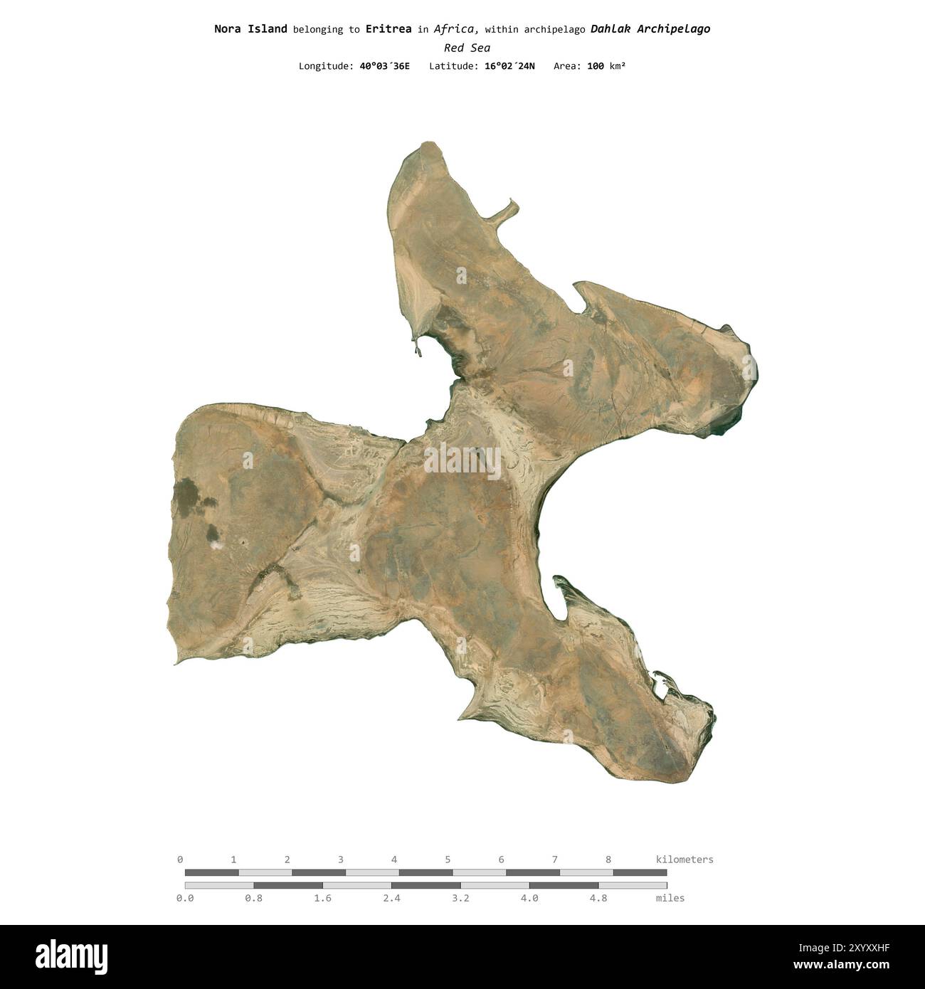 Nora Island in the Red Sea, belonging to Eritrea, isolated on a ...