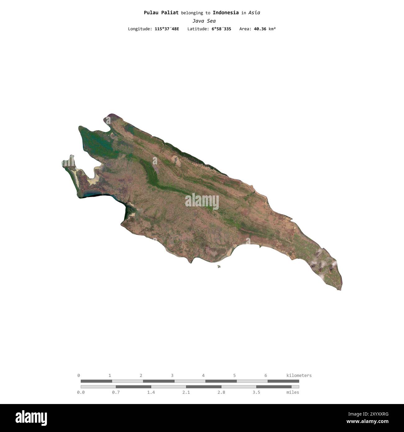 Pulau Paliat in the Java Sea, belonging to Indonesia, isolated on a ...
