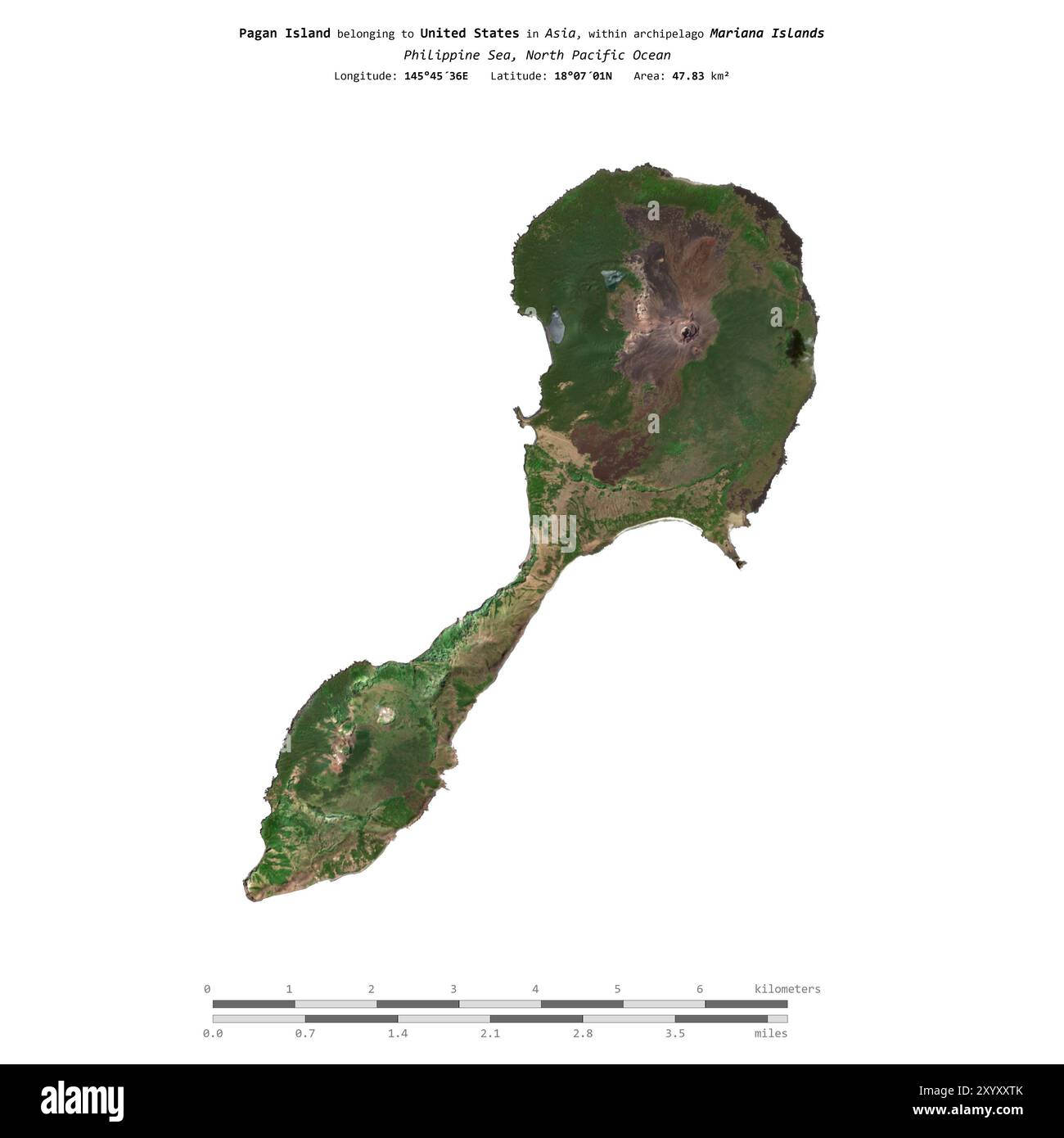 Pagan Island in the Philippine Sea, belonging to United States ...