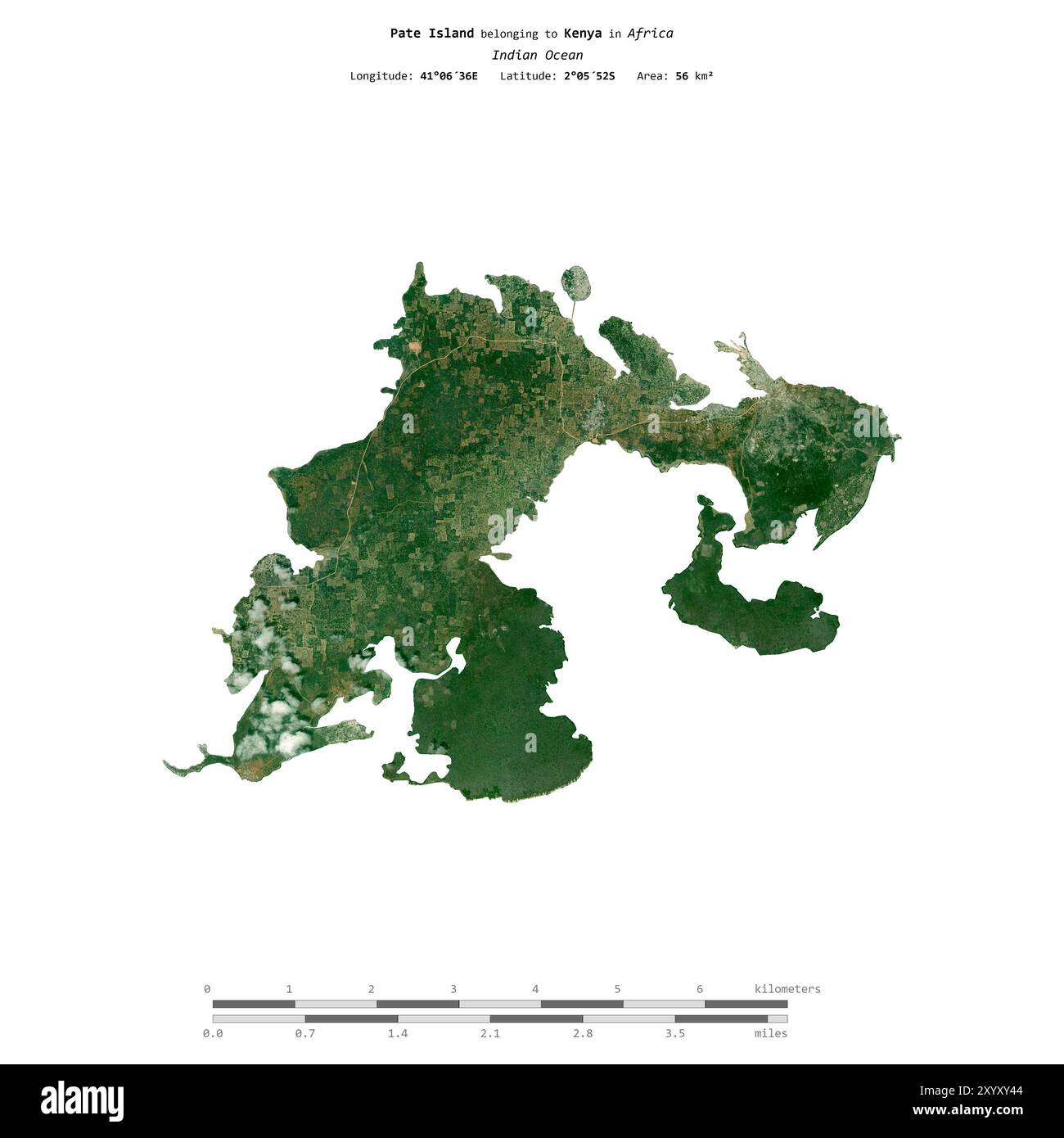 Pate Island in the Indian Ocean, belonging to Kenya, isolated on a ...