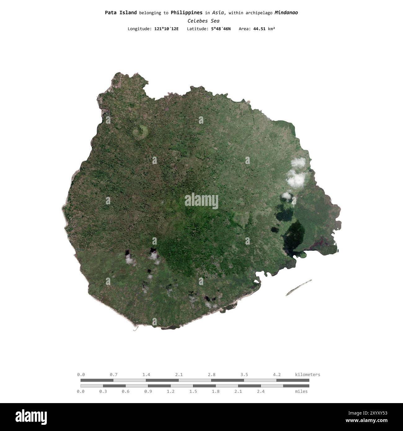 Pata Island in the Celebes Sea, belonging to Philippines, isolated on a ...