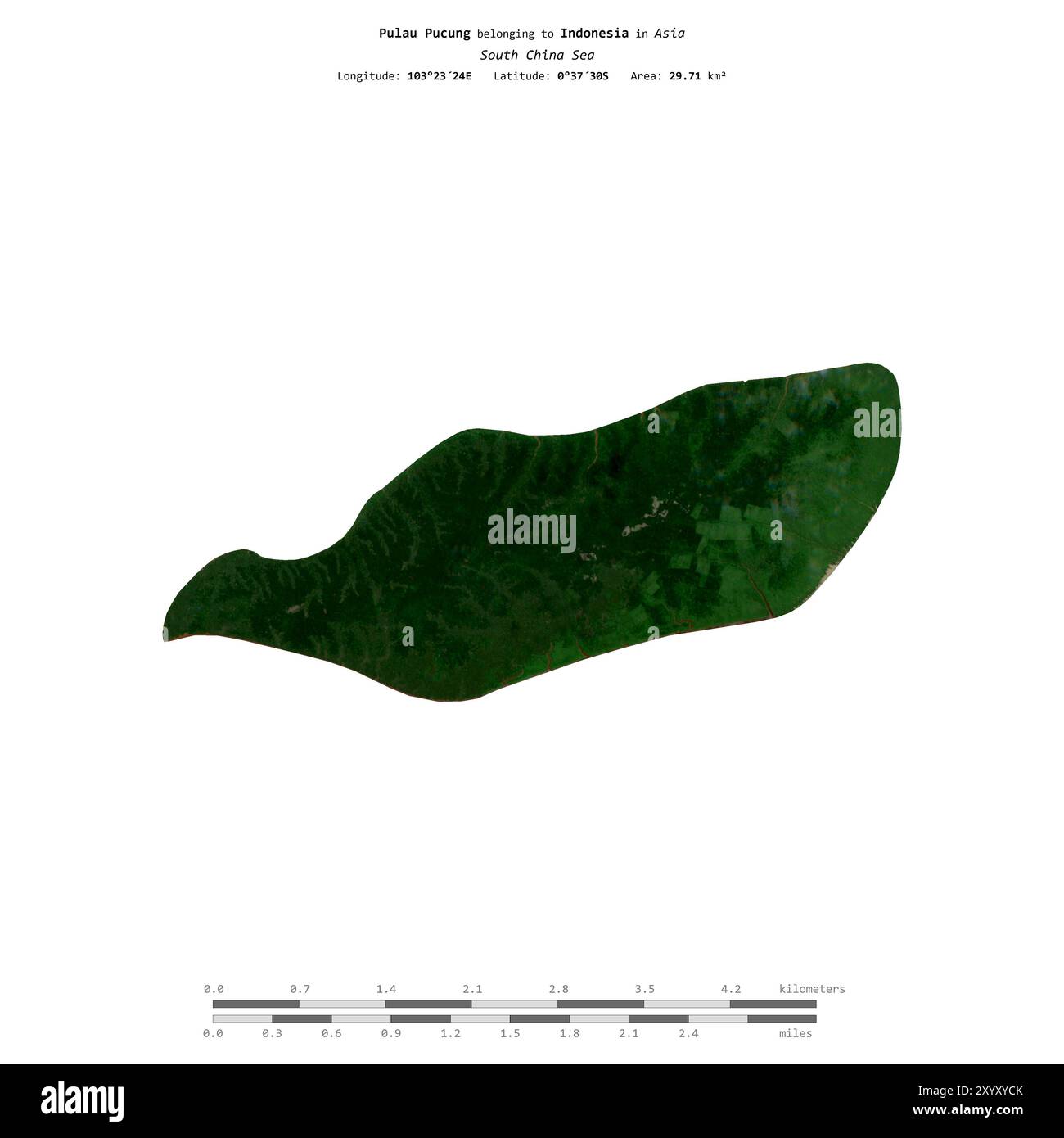 Pulau Pucung in the South China Sea, belonging to Indonesia, isolated ...